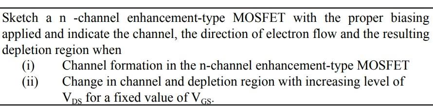 Solved Sketch a n -channel enhancement-type MOSFET with the | Chegg.com