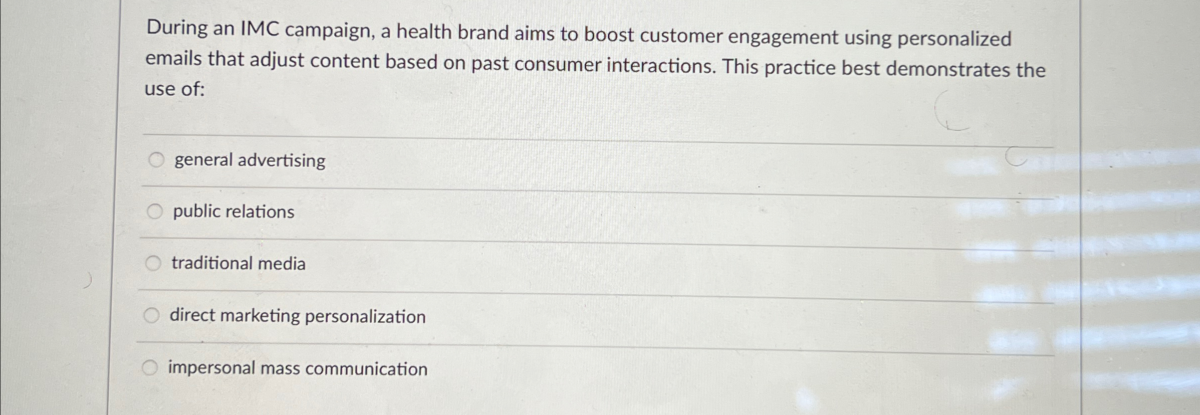 Solved During an IMC campaign, a health brand aims to boost | Chegg.com