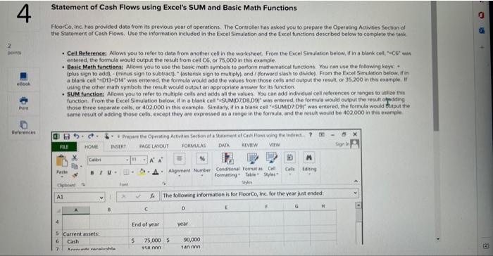 Solved Statement of Cash Flows using Excel's SUM and Basic | Chegg.com