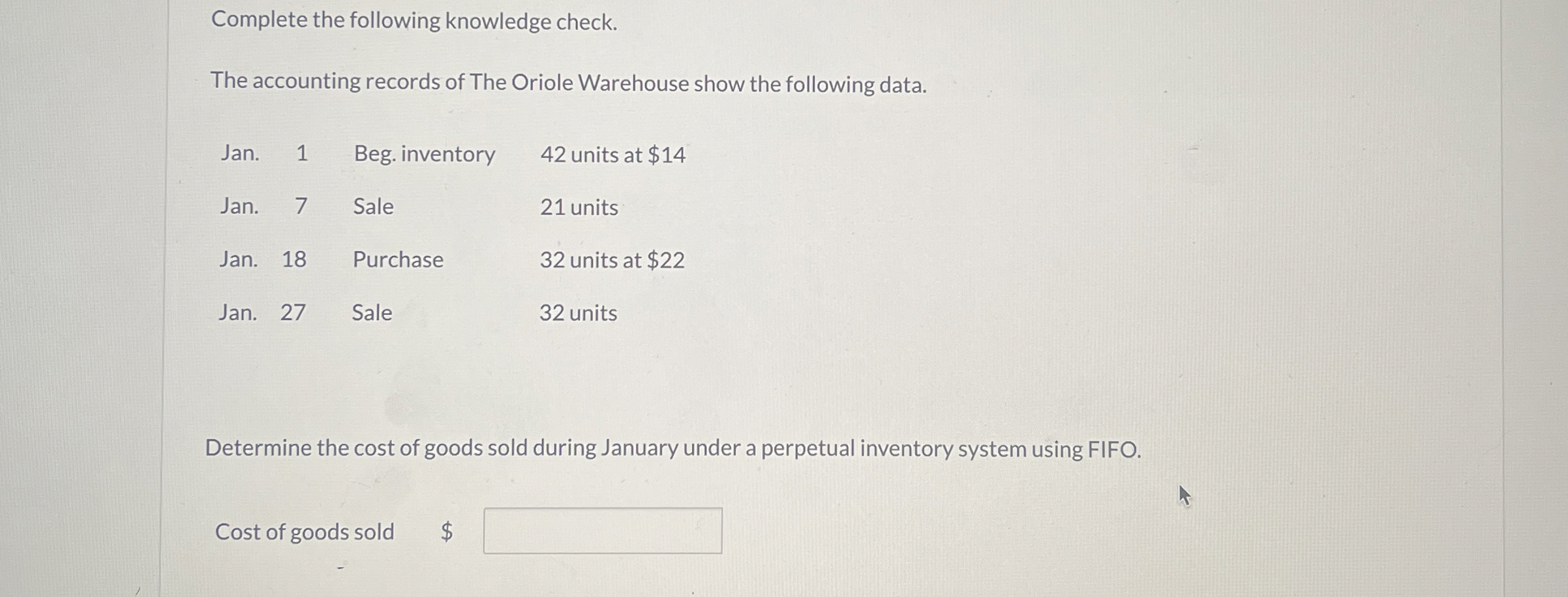 Solved Complete the following knowledge check.The accounting | Chegg.com