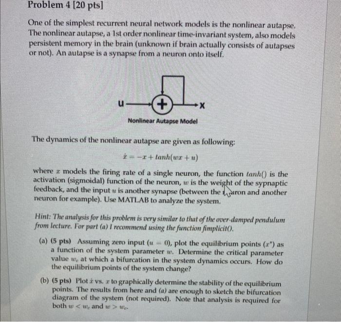 One of the simplest recurrent neural network models | Chegg.com
