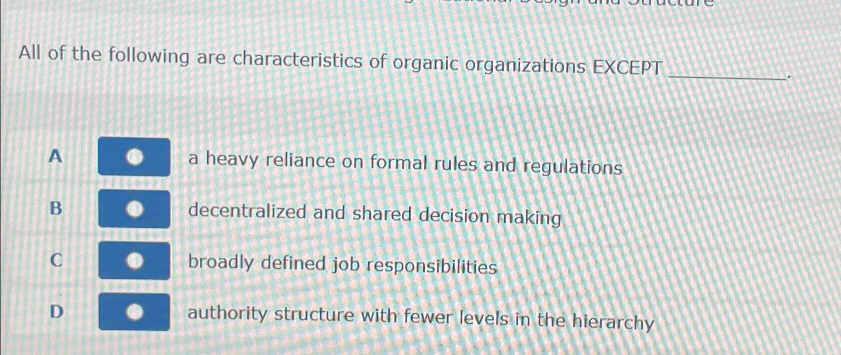 Solved All of the following are characteristics of organic | Chegg.com