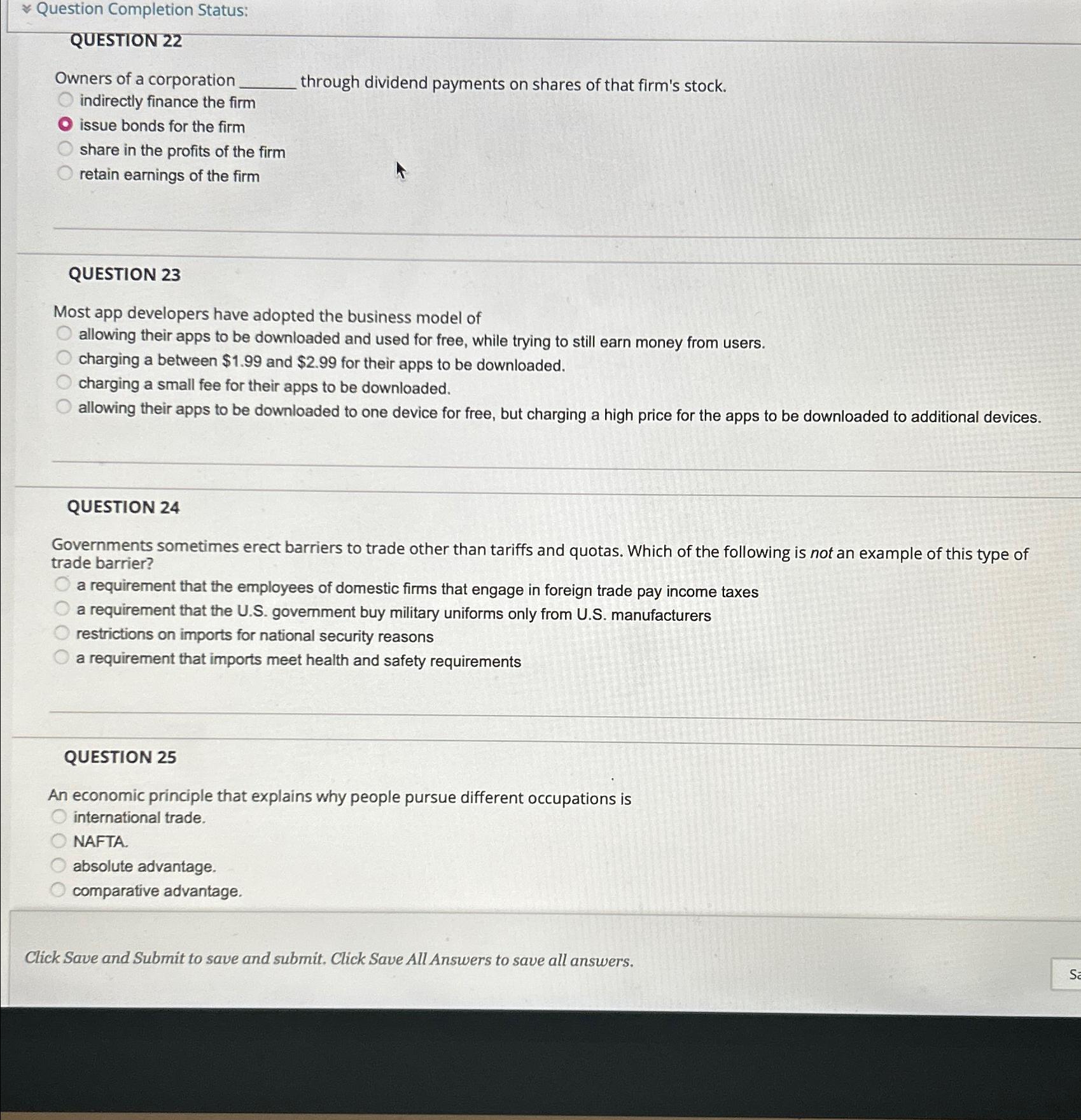 Solved Question Completion Status:QUESTION 22Owners of a | Chegg.com