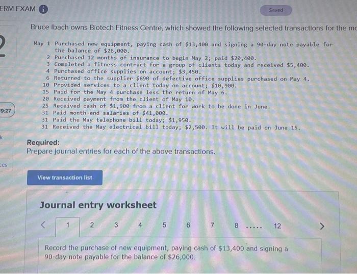 Solved ERM EXAM 19:27 k ces Bruce Ibach owns Biotech Fitness | Chegg.com