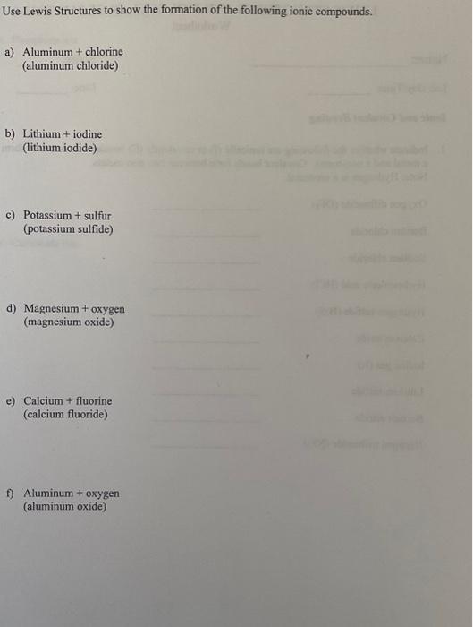 Solved Use Lewis Structures to show the formation of the | Chegg.com