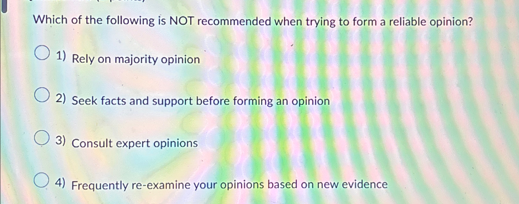 Solved Which of the following is NOT recommended when trying | Chegg.com