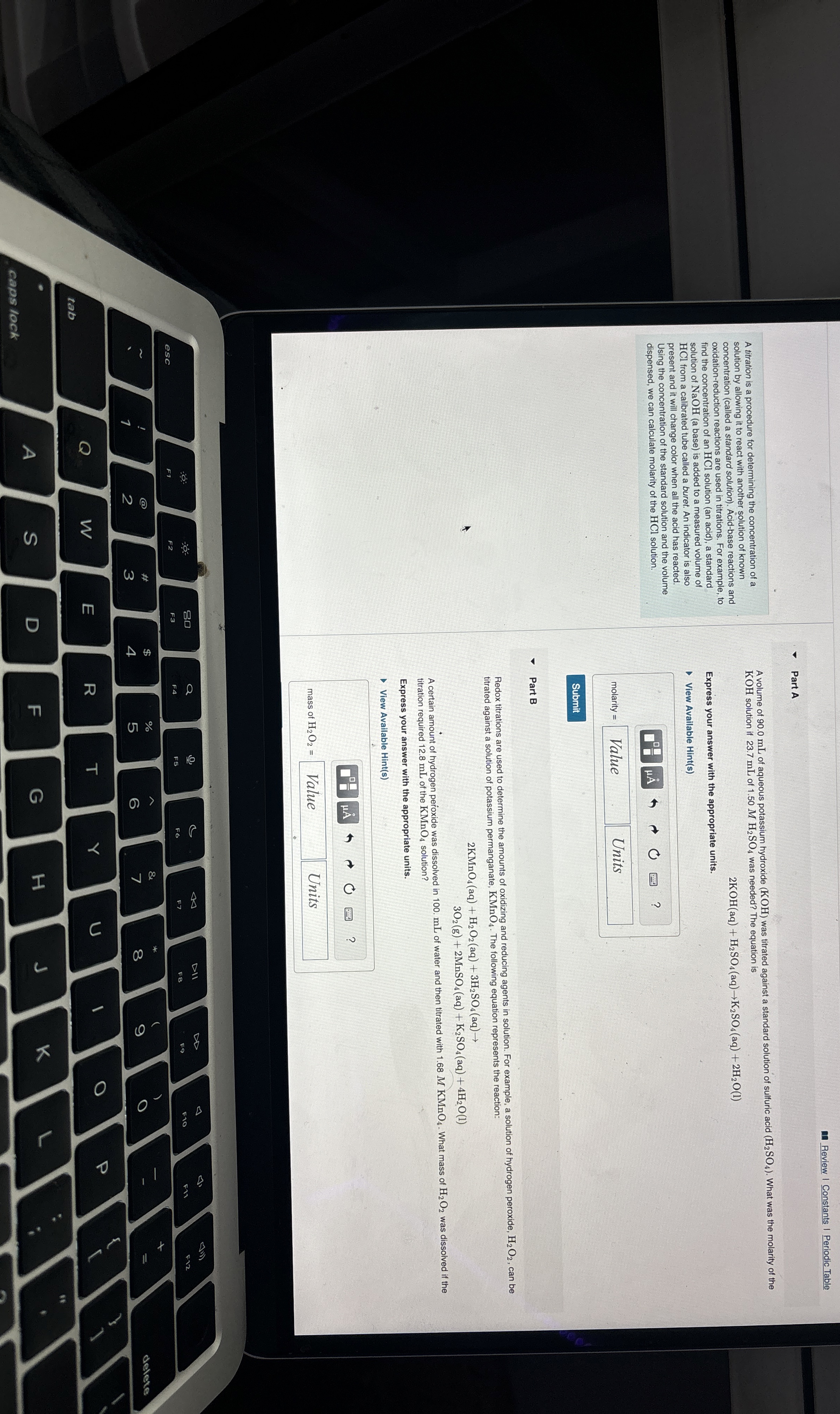 Solved Review I Constants I Periodic TablePart AA titration | Chegg.com