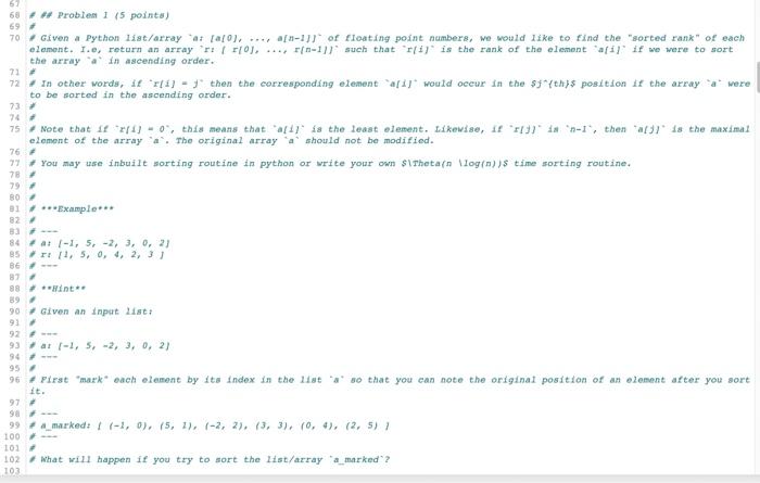 Solved 60 Iff Problem 1 (5 points) 69 "Given a Python 1 | Chegg.com