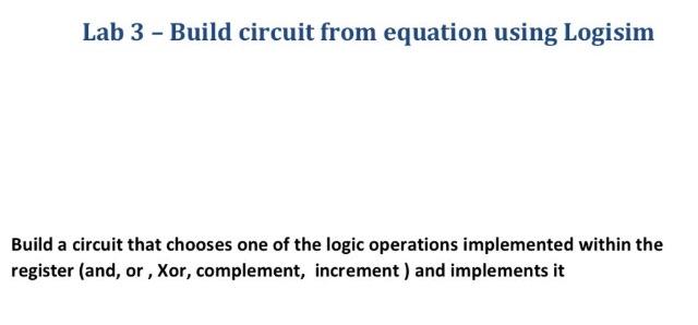 Solved Lab 3 - Build circuit from equation using Logisim | Chegg.com