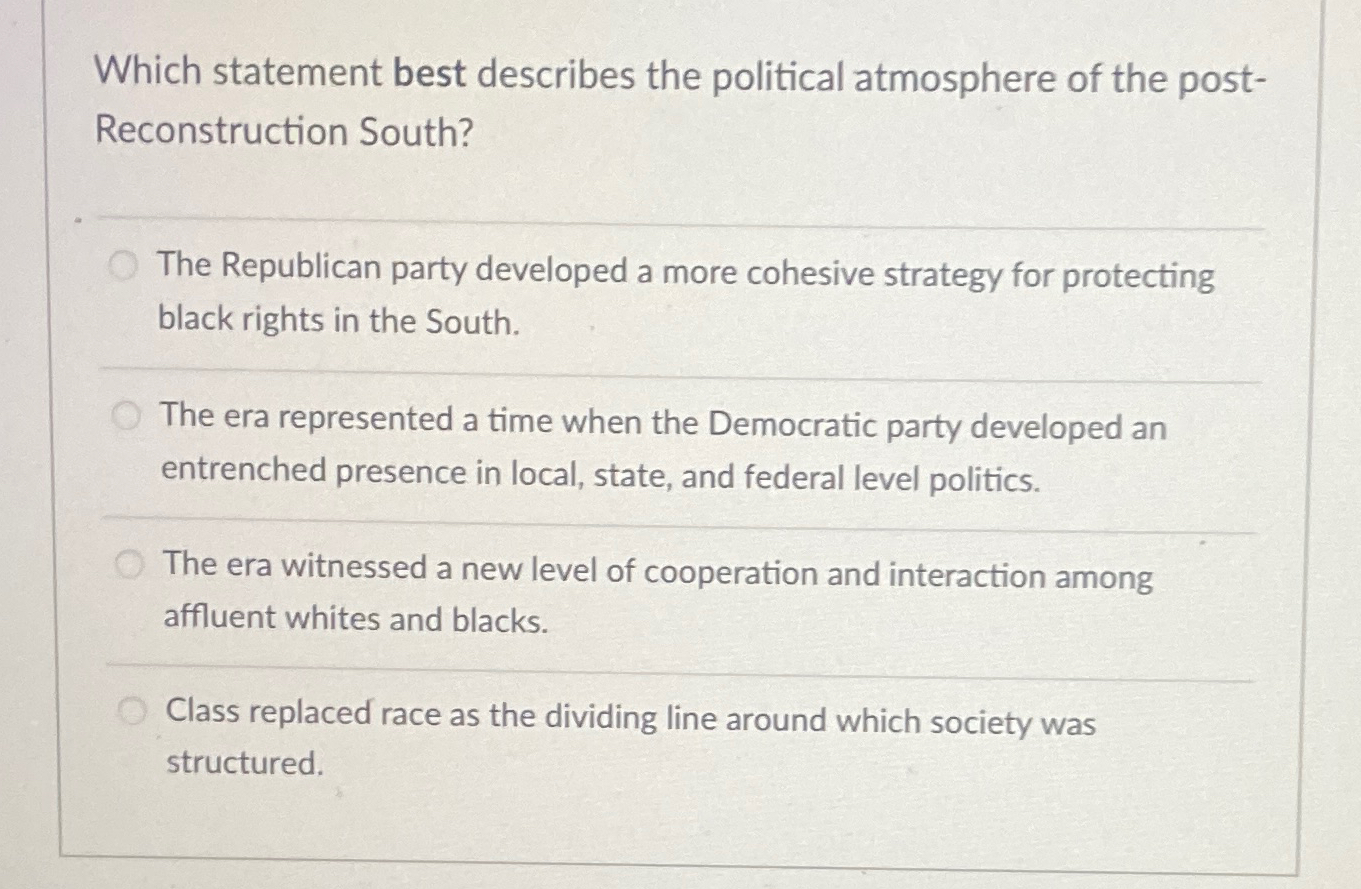Which statement best describes the political | Chegg.com