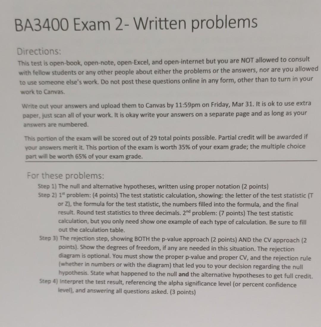 Solved Directions: This test is open-book, open-note, | Chegg.com