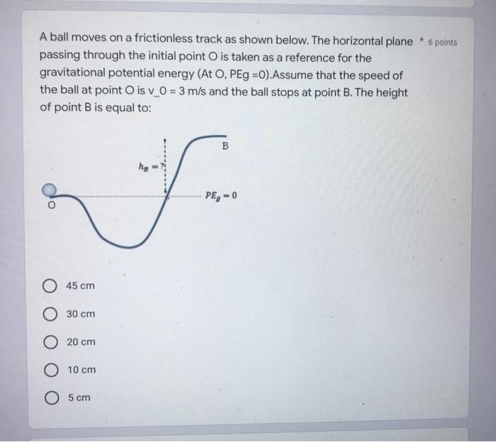 Solved A ball moves on a frictionless track as shown below. | Chegg.com