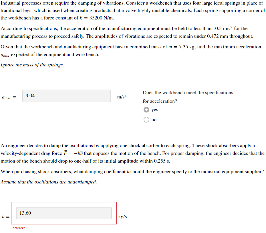 Solved Industrial processes often require the damping of | Chegg.com