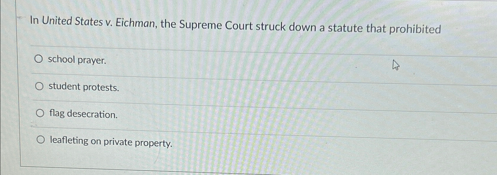 Solved In United States v. ﻿Eichman, the Supreme Court | Chegg.com