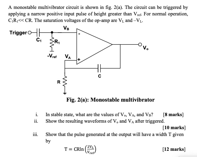 Solved A monostable multivibrator circuit is shown in fig. | Chegg.com