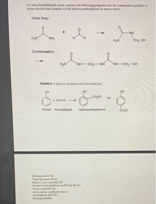 Solved For urea-formaldehyde resins, measure the following | Chegg.com