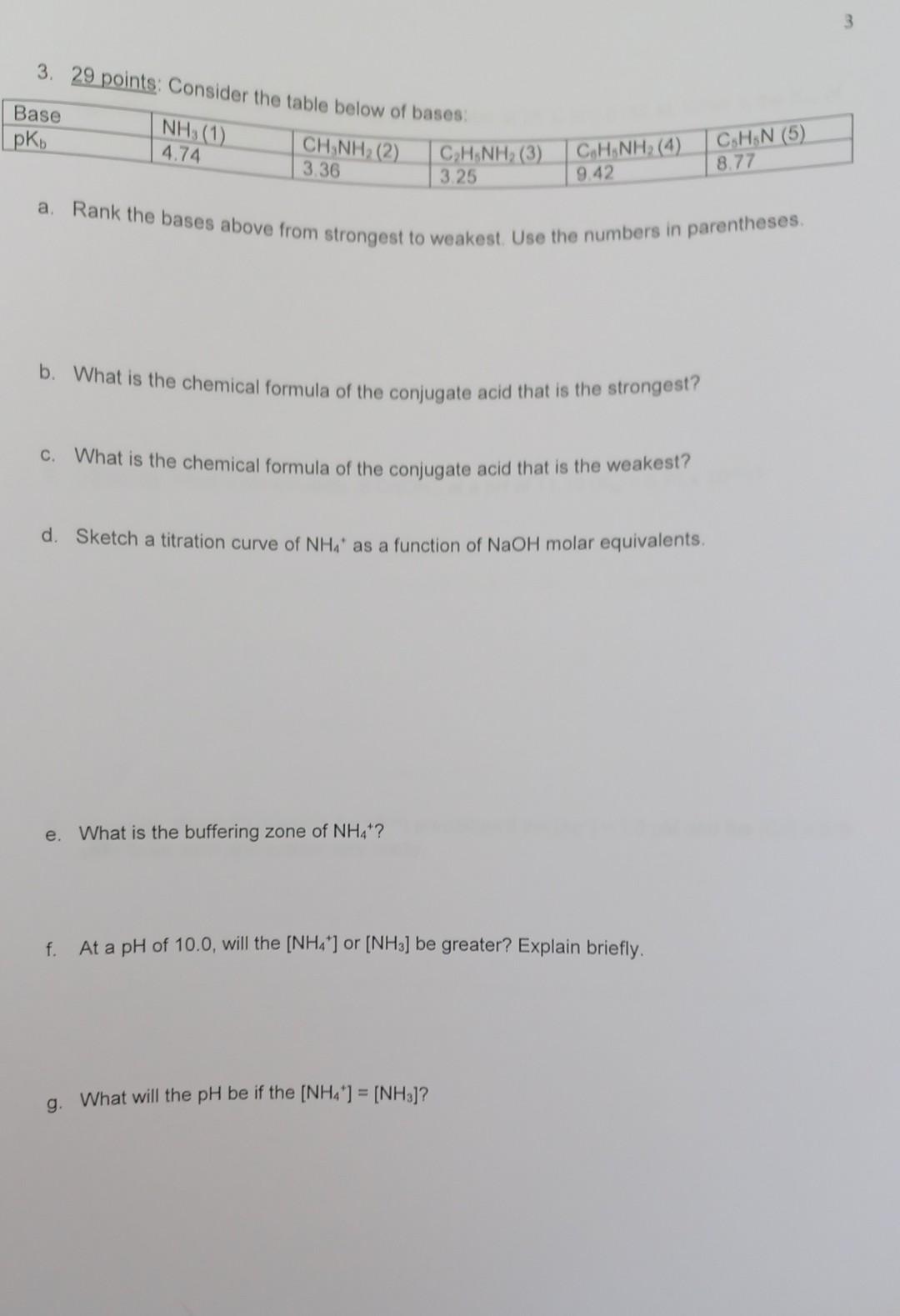 Solved 3. 29 points: Consider the table below at haman a. | Chegg.com