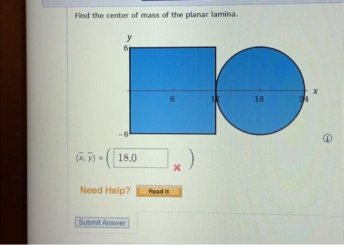 Solved Find the center of mass of the planar lamina. | Chegg.com