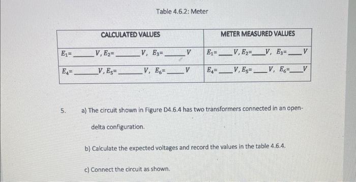 Table 4.6.2: Meter 5. a) The circuit shown in Figure | Chegg.com
