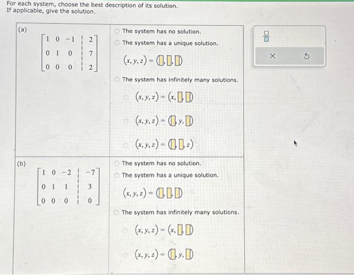 Solved For each system, choose the best description of its | Chegg.com