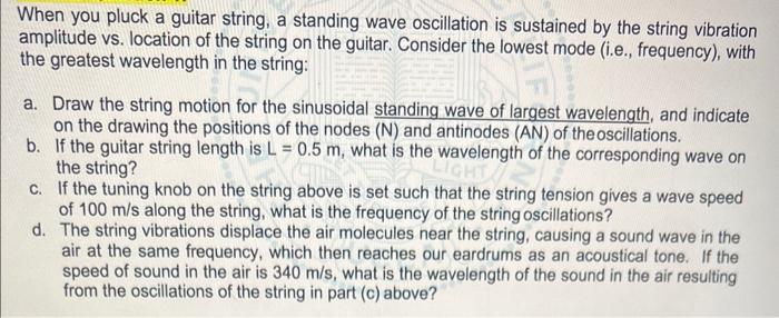 Solved a: draw the string motion for thr sinusoidal standing | Chegg.com