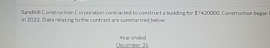 Solved Sandhill Construction Corporation contracted to | Chegg.com