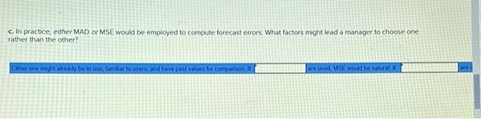 Solved a. Compute MAD for each set of forecasts. Given | Chegg.com