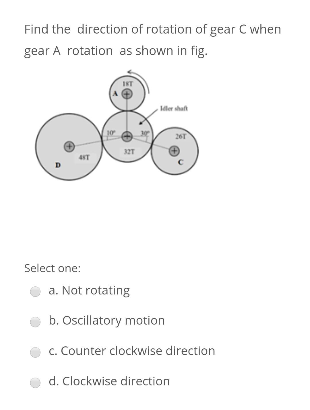 Solved Find the direction of rotation of gear C when gear A | Chegg.com