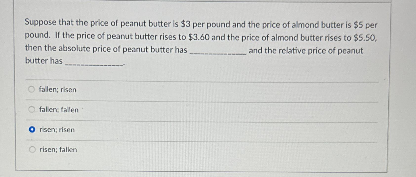 Solved Suppose that the price of peanut butter is $3 ﻿per | Chegg.com