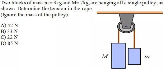Solved Two blocks of mass m=3kg and M=7kg, are hanging off a | Chegg.com