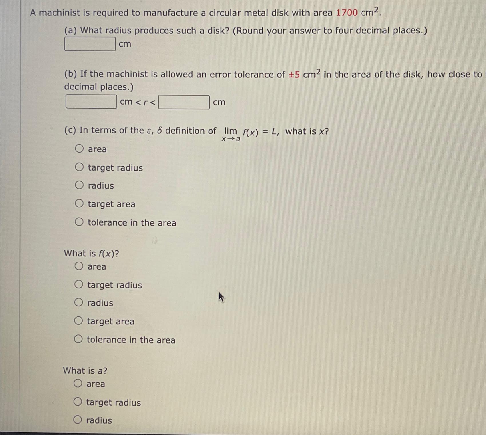 Solved A machinist is required to manufacture a circular | Chegg.com