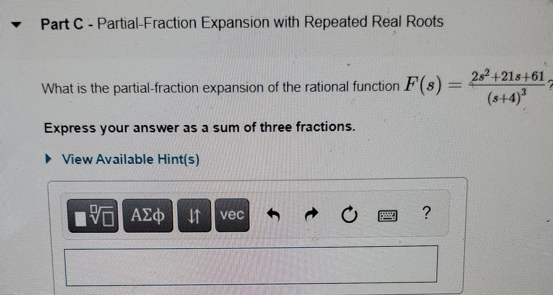 Solved Part A - Partial-Fraction Expansion with Distinct | Chegg.com