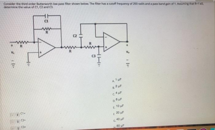 Solved Consider the third order Butterworth low pass filter | Chegg.com