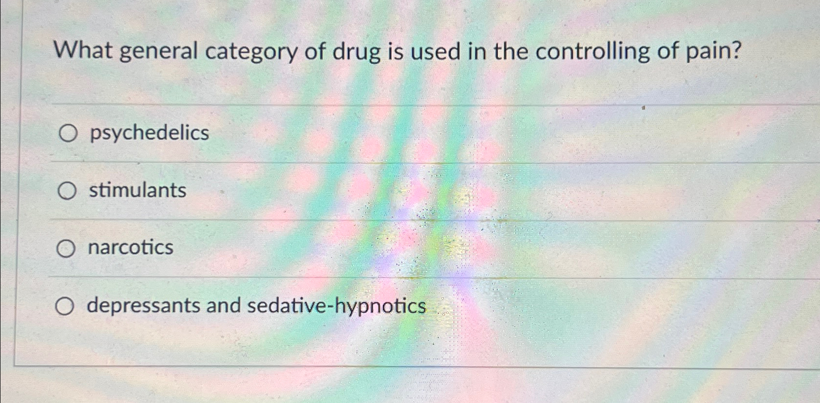 Solved What general category of drug is used in the | Chegg.com
