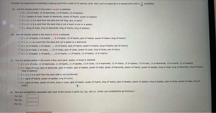 Solved Consider the experiment of selecting a playing card | Chegg.com