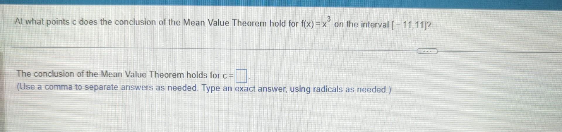 Solved At what points c does the conclusion of the Mean | Chegg.com