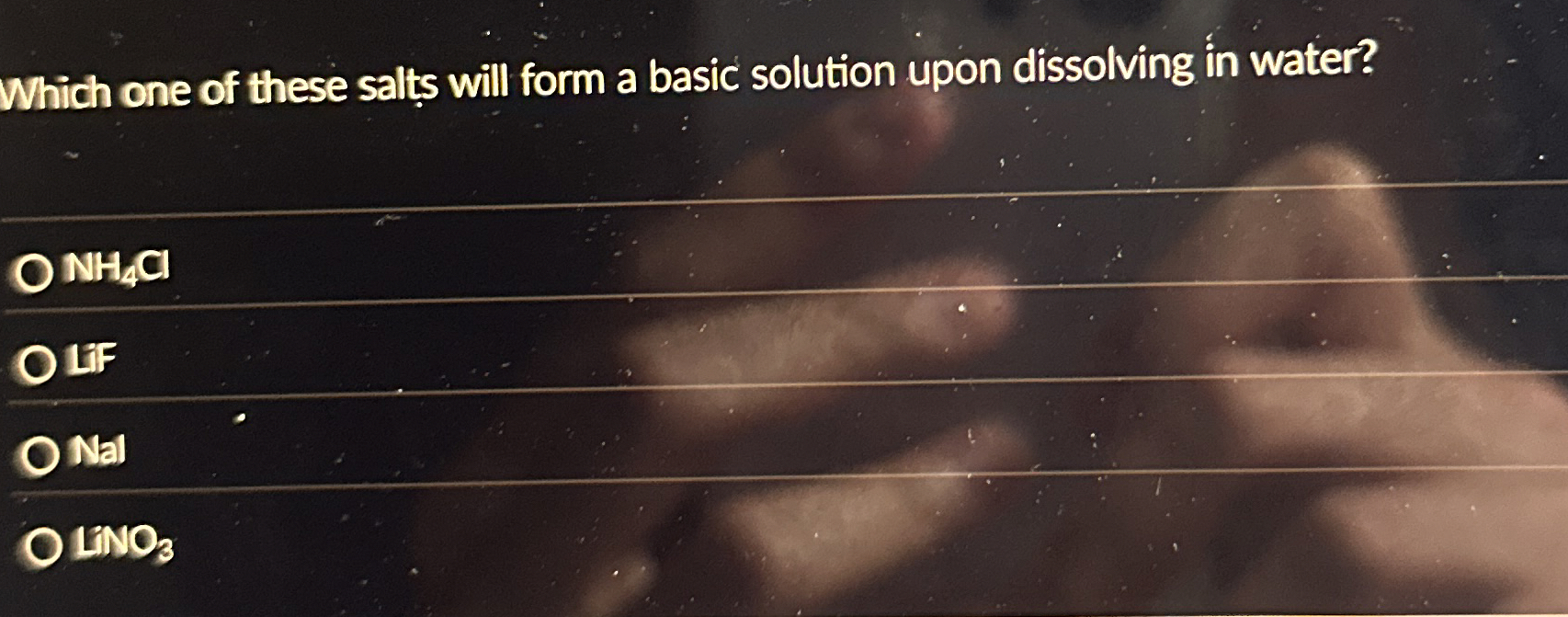 Solved Which one of these salts will form a basic solution | Chegg.com