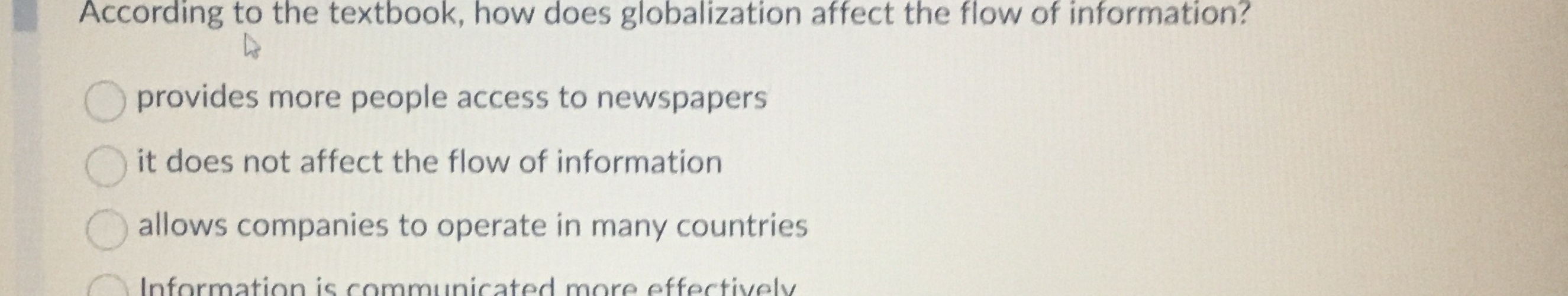 Solved According to the textbook, how does globalization | Chegg.com