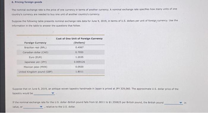 Solved The nominal exchange rate is the price of one | Chegg.com
