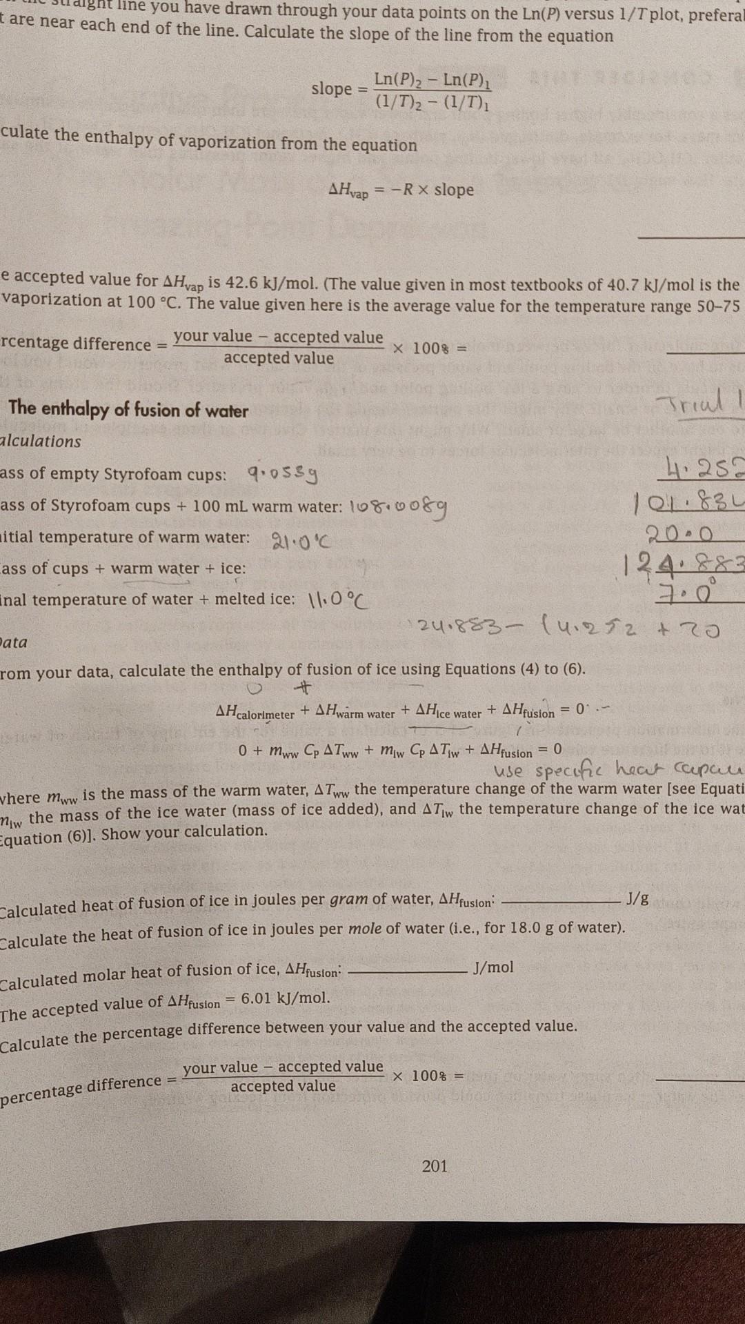 (Calculate Pair in units of torr, using the value of | Chegg.com