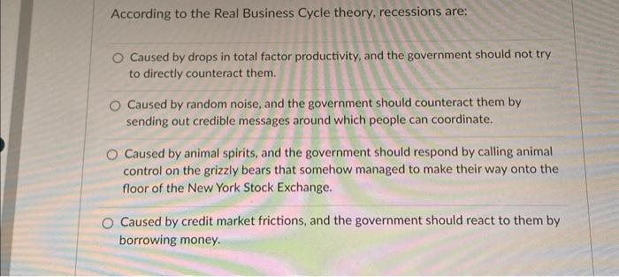 Solved According to the Real Business Cycle theory, | Chegg.com
