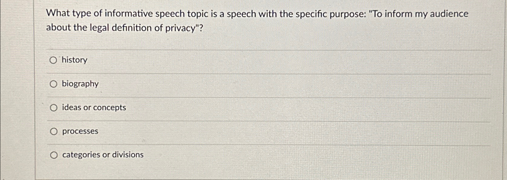Solved What type of informative speech topic is a speech | Chegg.com