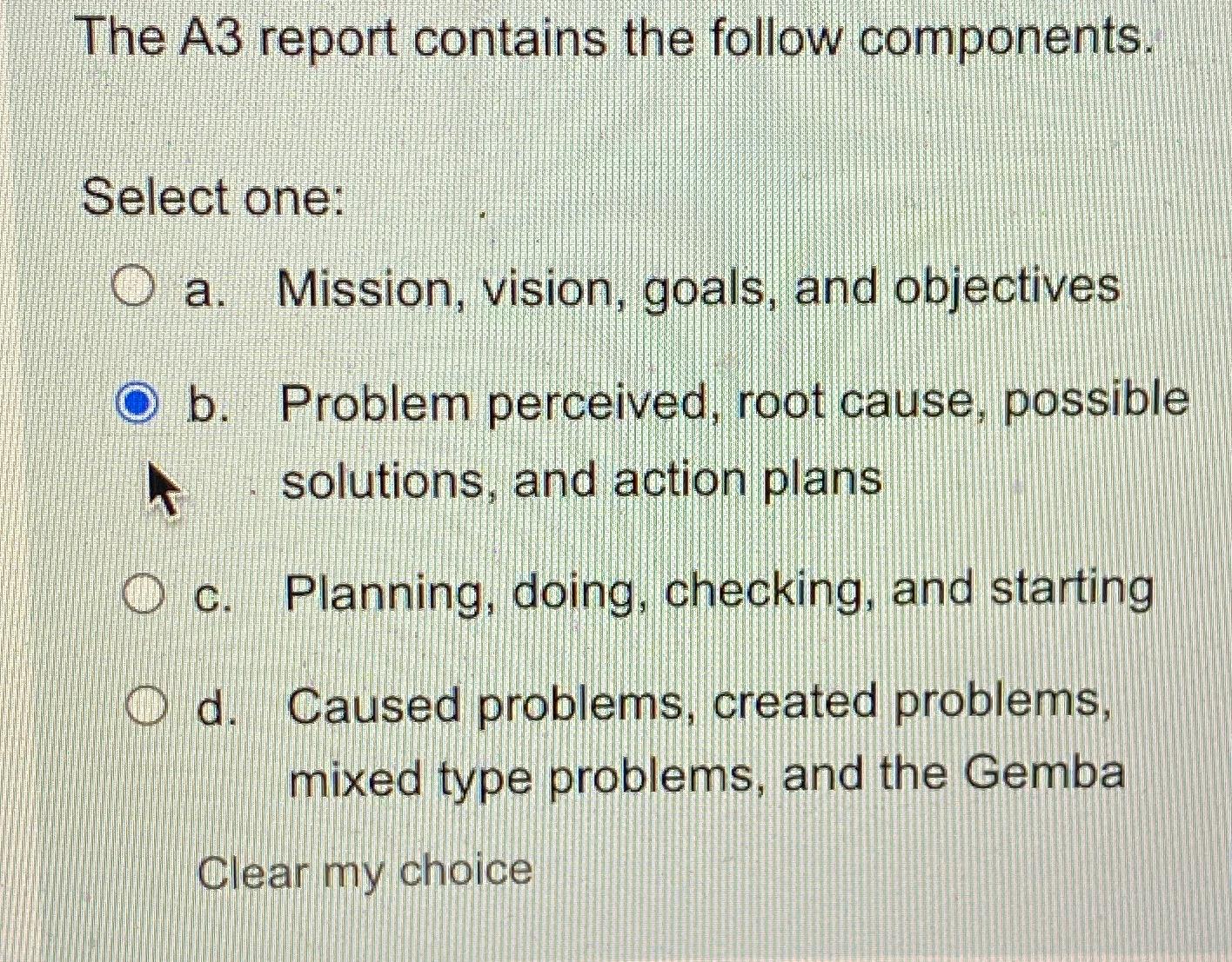 Solved The A3 ﻿report contains the follow components.Select | Chegg.com