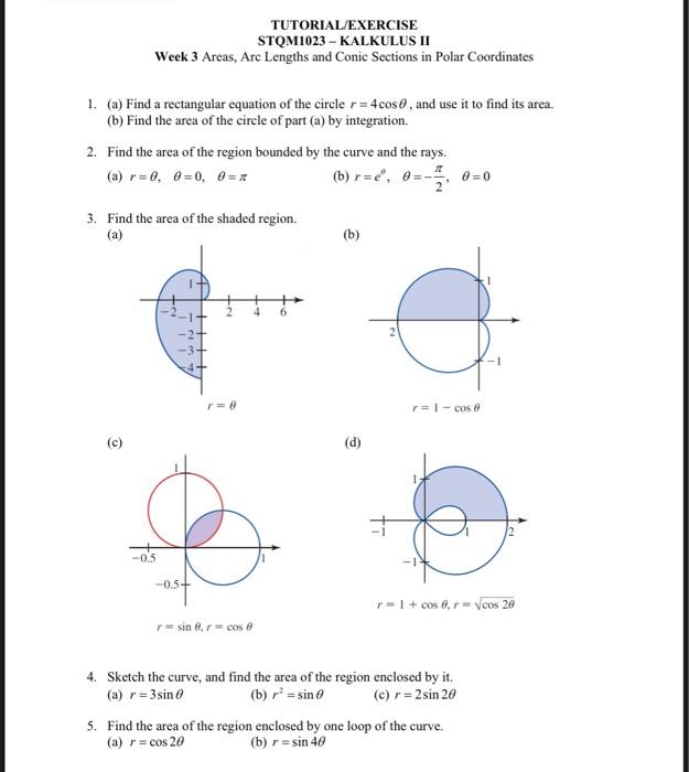 Solved TUTORIAL/EXERCISE STQM1023 - KALKULUS II Week 3 | Chegg.com