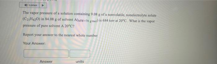 Solved The vapor pressure of pure methanol (CH3OH) at 40∘C | Chegg.com