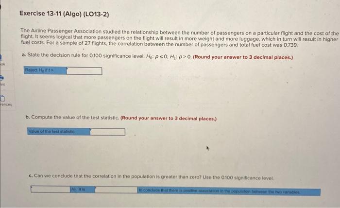 Solved D rences Exercise 13-11 (Algo) (LO13-2) The Airline | Chegg.com