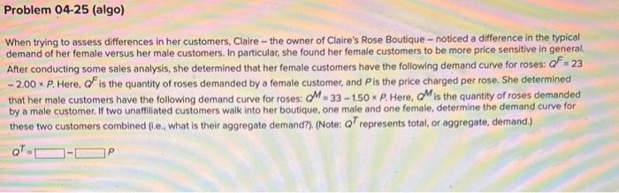 Solved When trying to assess differences in her customers, | Chegg.com