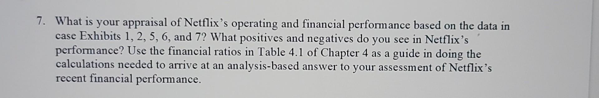 What is your appraisal of Netflix's operating and | Chegg.com