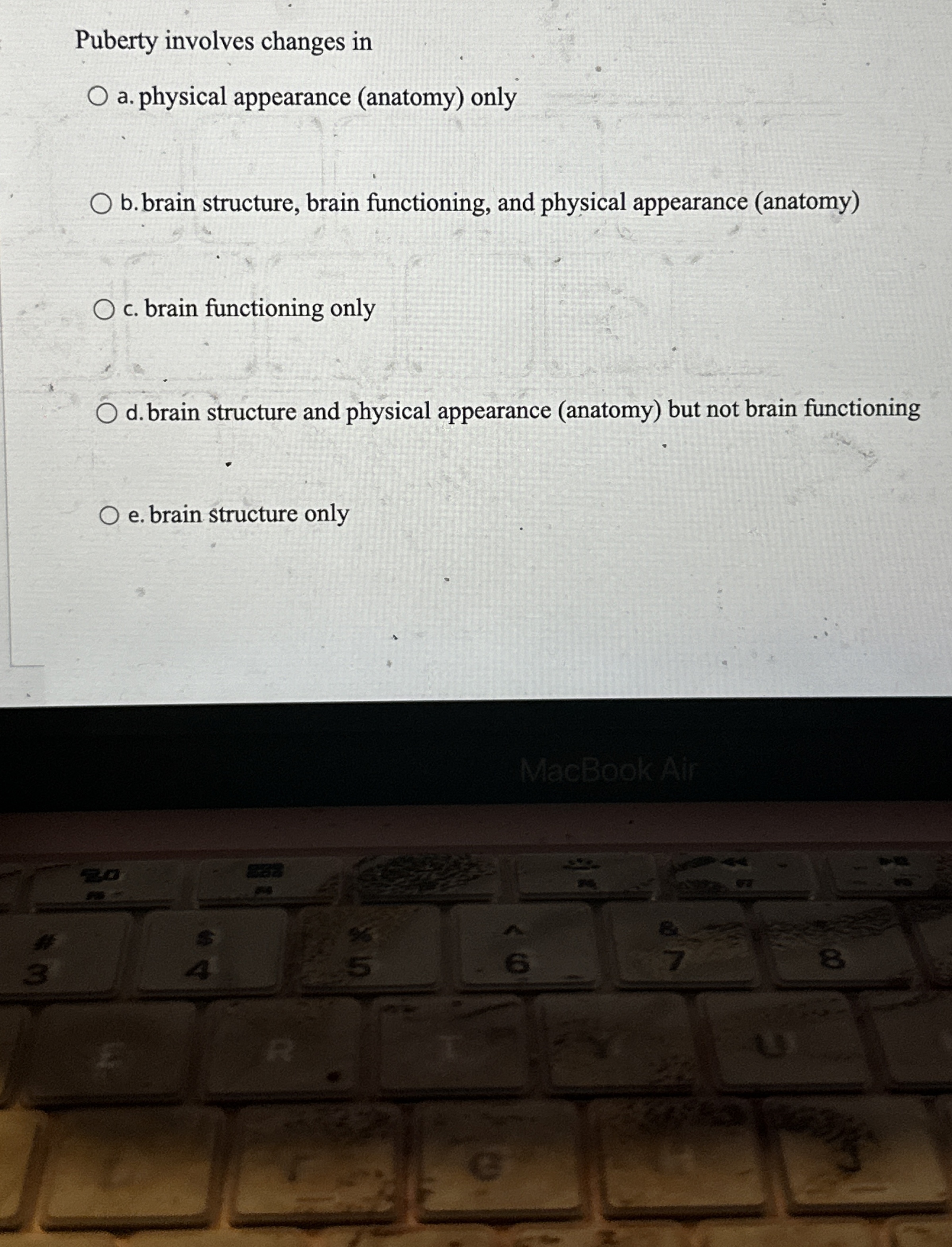 Solved Puberty involves changes ina. ﻿physical appearance | Chegg.com