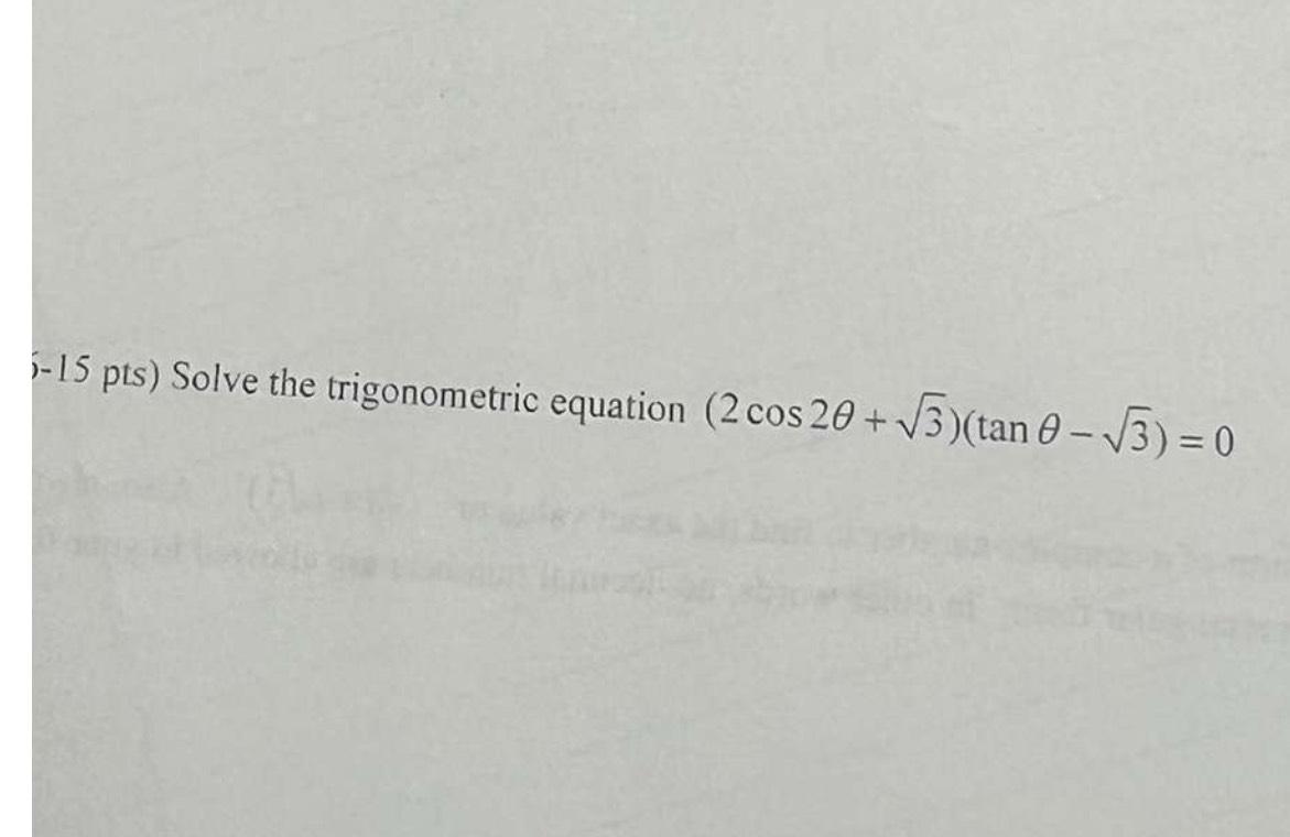 Solved i-15 ﻿pts) ﻿Solve the trigonometric equation | Chegg.com